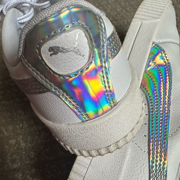 Puma | Shoes | Puma White Sneakers With Holographic Accents Soft Foam ...